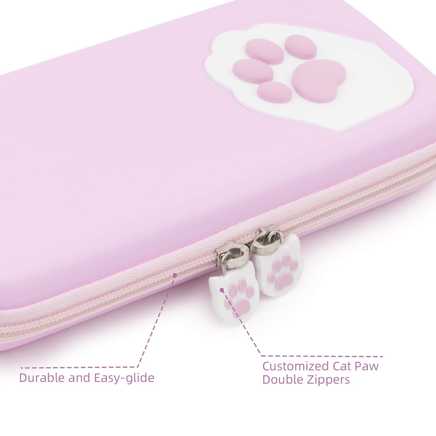 Geekshare Cute Cat Paw Case Compatible with Nintendo Switch/Switch OLED - Portable Hardshell Slim Travel Carrying Case fit Switch Console & Game Accessories - A Removable Wrist Strap (Purple)