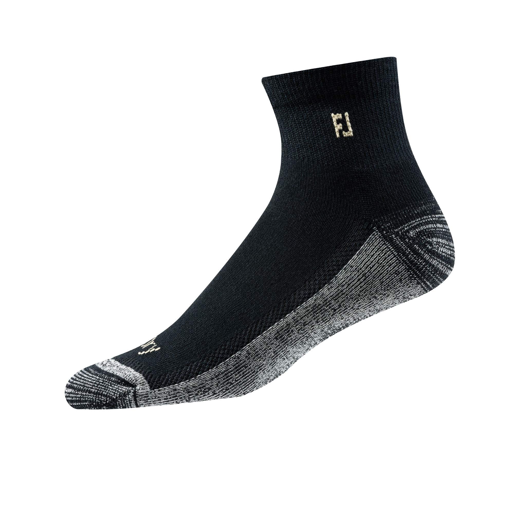 FootJoy Men's ProDry Quarter Socks, Black, Fits Shoe Size 7-12