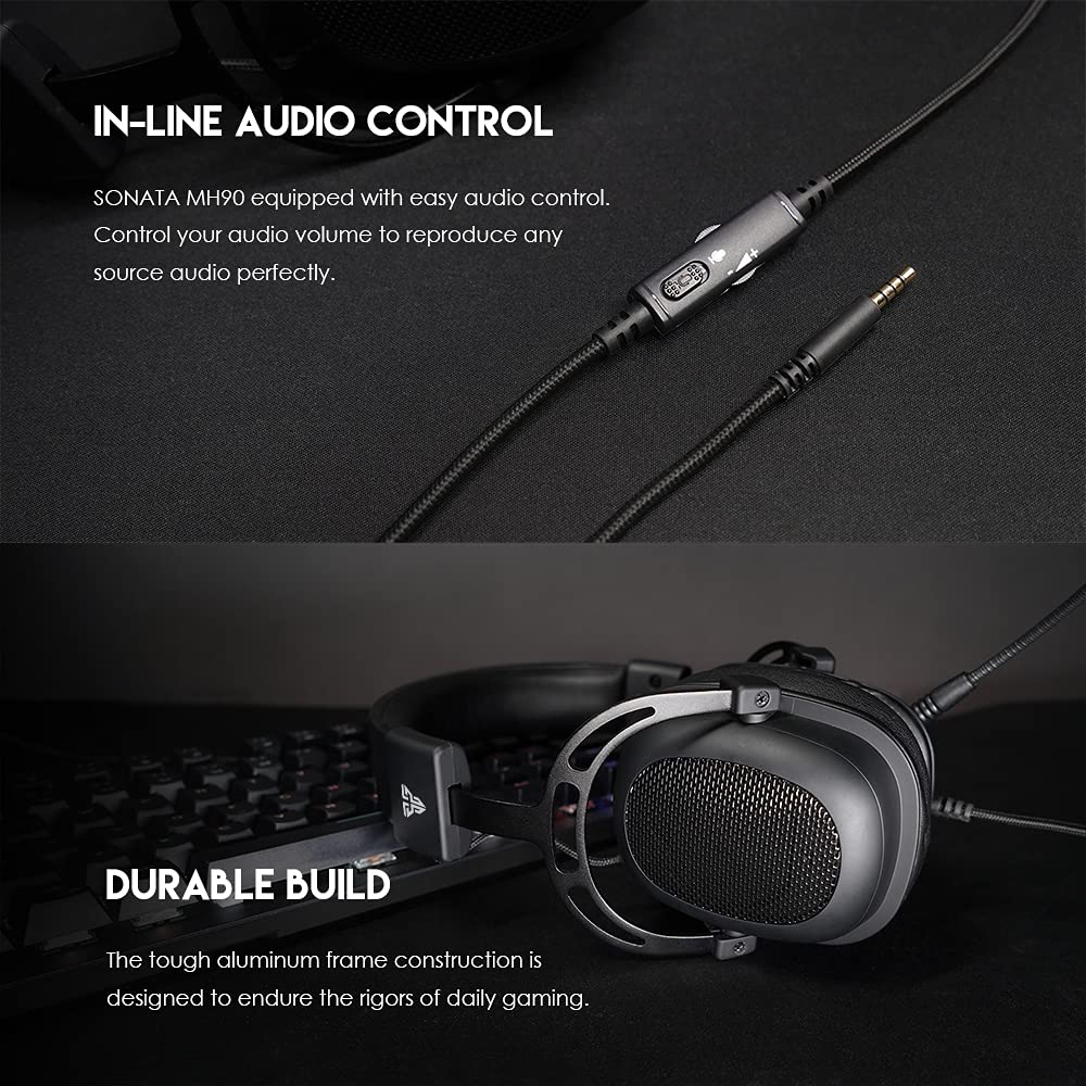 Gaming Headset, 53mm Driver Headphone for PC, PlayStation 4 5, Xbox One S X, Nintendo Switch, VR, Android, and iOS, Black (FA-MH90)