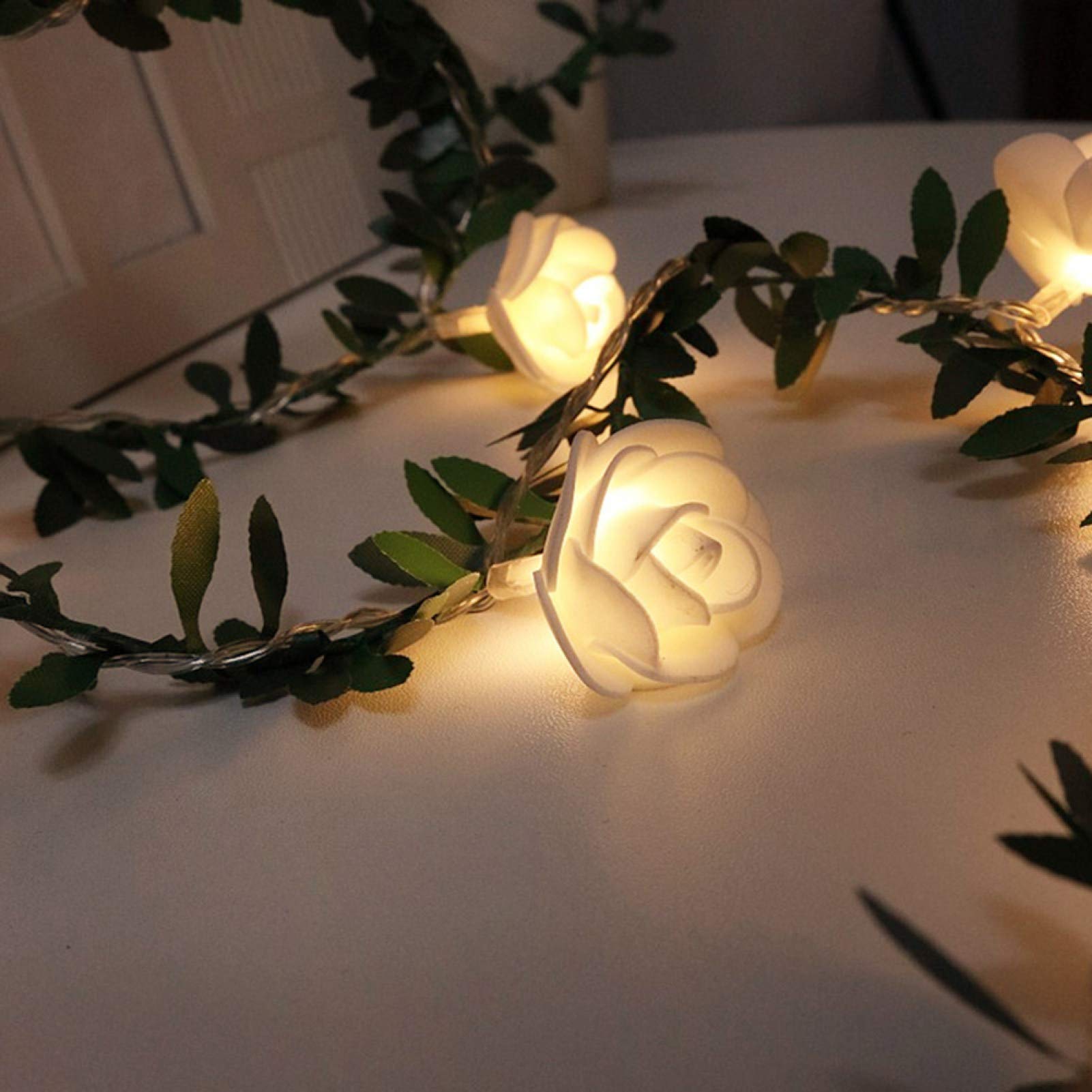 FRIDG LED Christmas Lights, Simulation Leaf Garland Fairy Light with USB Battery Solar Power, Copper Wire Lamp for Xmas Tree, Outdoor Light Strips Ornament - 3M Battery Operated*