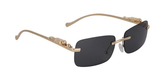 FLAWLESS EYEWEAR Rimless Oversized Sunglasses for Women Men Rectangular Frameless Fashion Shades (Black)