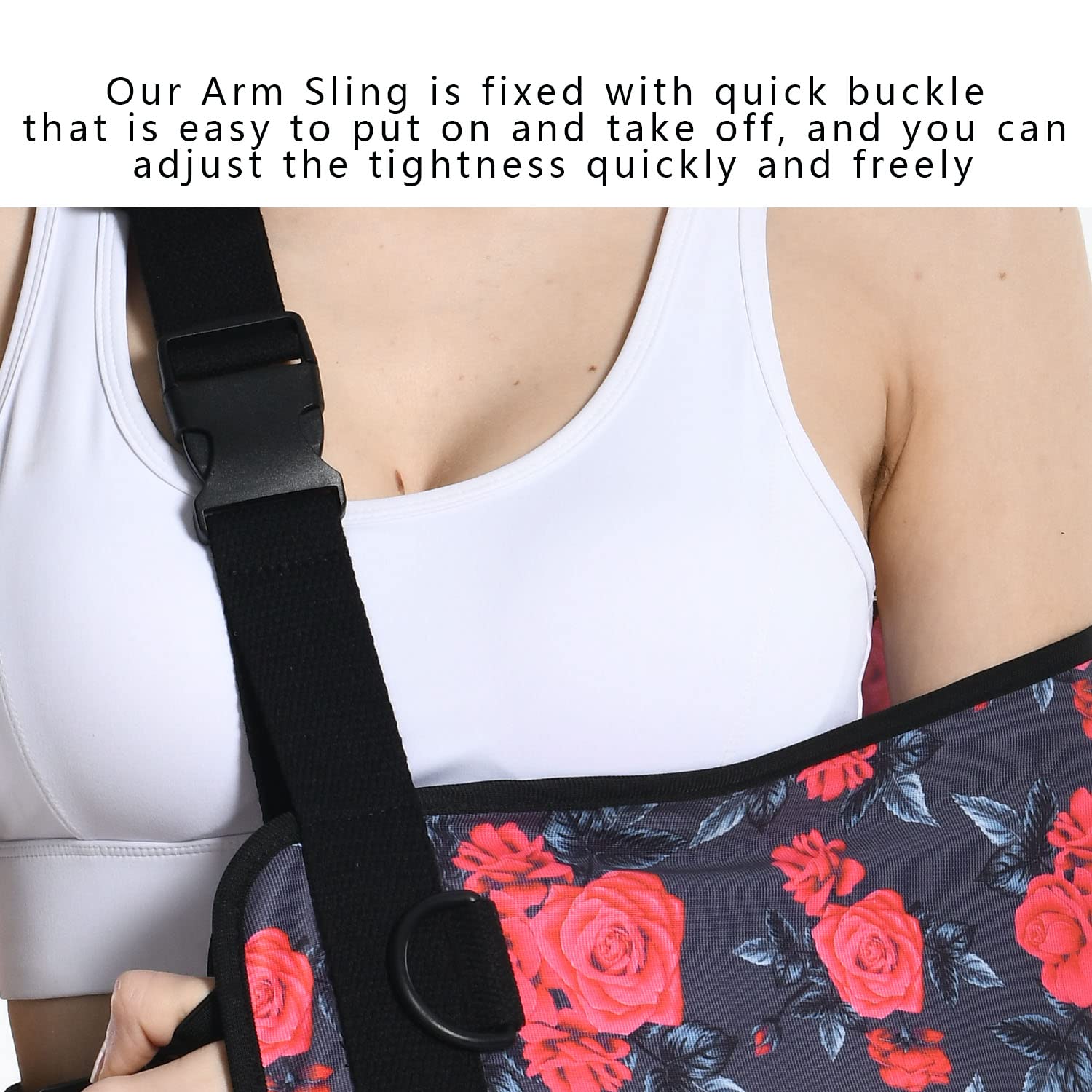 Fotgok Breathable Arm Sling with Waist Belt for Shoulder Women Rose -Shoulder Immobilizer with Strong Support-Breathable Arm Support Brace for Shoulder Injury