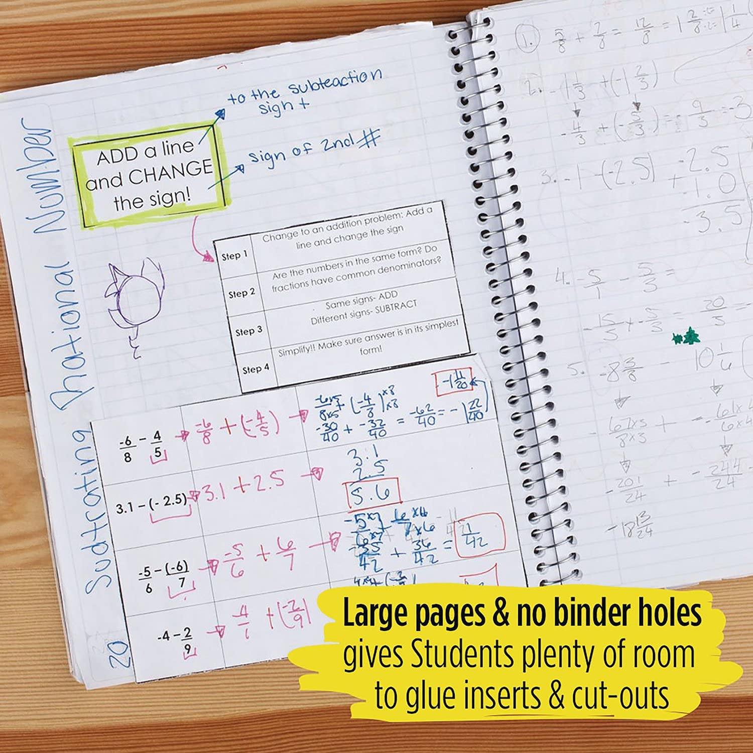 Five Star Interactive Notetaking Spiral Notebooks, 3 Pack, 1 Subject, College Ruled Paper, 11" x 8-1/2", 100 Sheets, Customizable Cover, Black, Green, Purple (820041-ECM)