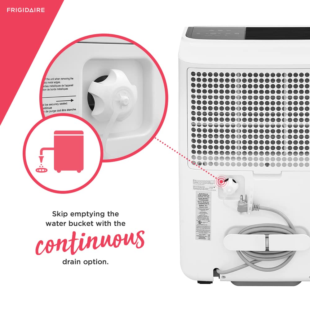 Frigidaire FFAD6022W1 Dehumidifier, High Humidity 60 Pint Capacity Dehumidifier with a Easy-to-Clean Washable Filter and Custom Humidity Control for maximized comfort, in White