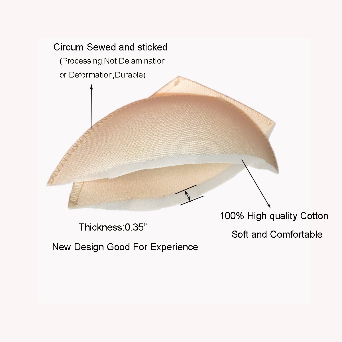 Fypxd 6 Pairs Bra pad Insert For sports bra or Bikini Tops 5X5 inch(Beige