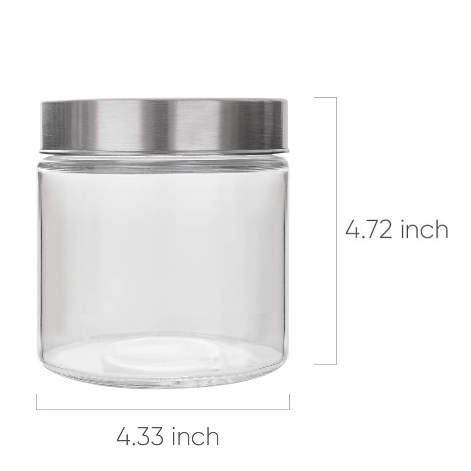 Flrolove Glass Storage Jars with Stainless Steel Lids For The Kitchen,Set of 6,27 oz