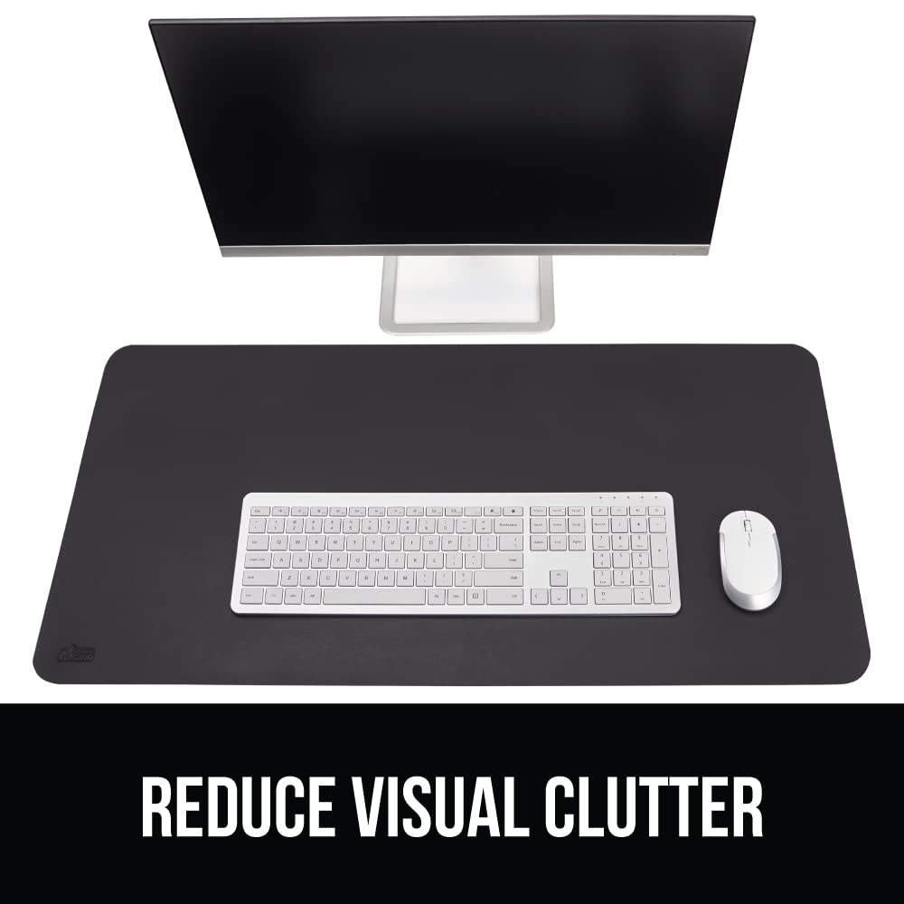 Gorilla Grip Desk Mat, Non Slip and Heat Resistant Mouse Pad, Soft PU Leather Pads, Dual Sided Blotter, Desktop Protector Covers for Home Office Keyboard Laptop Computer and Writing, 35.4x17, Gray