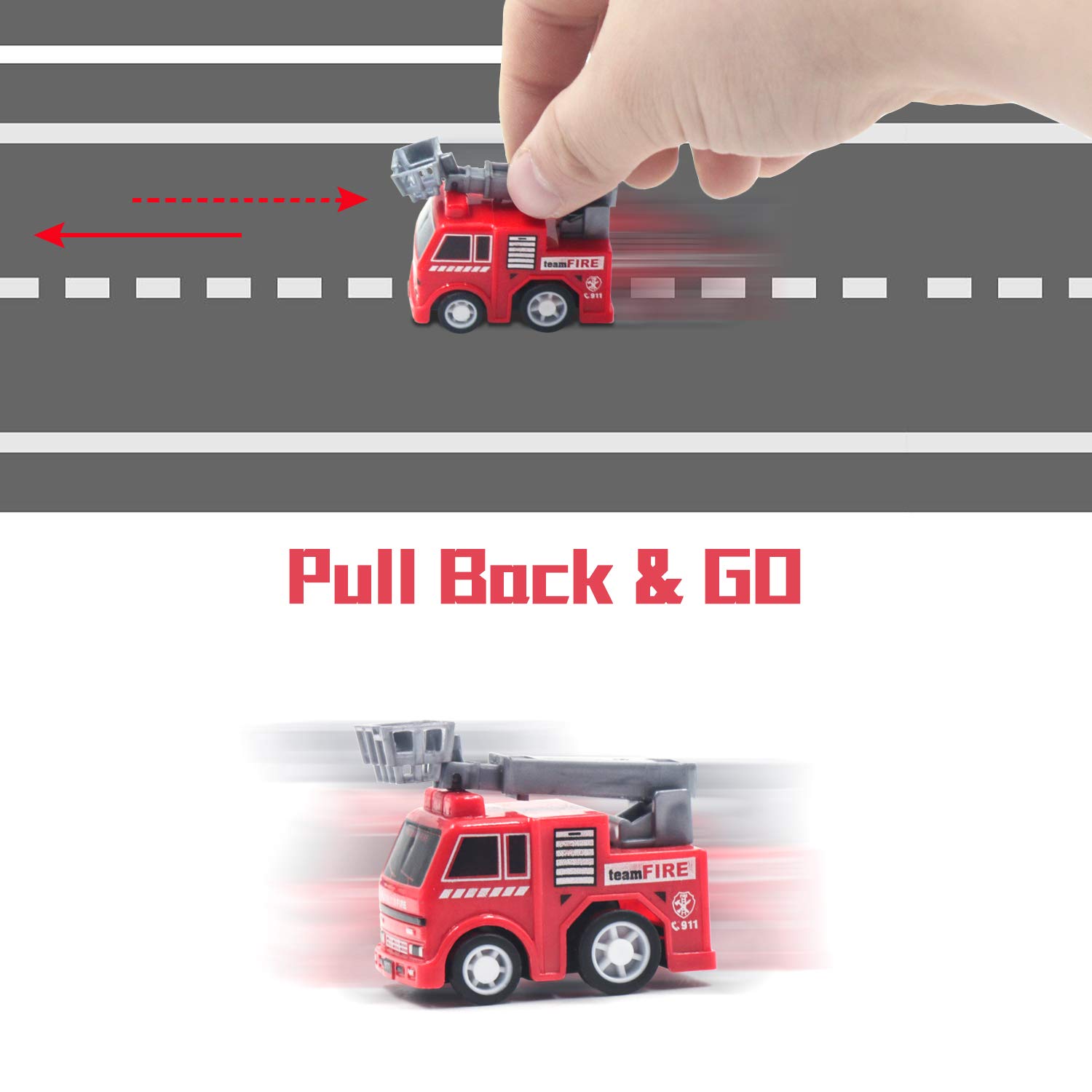 FRETOD Pull Back Vehicle, 20 Pcs Pull Back Toy Cars, Pull and Go Toy Cars for Toddlers and Kids