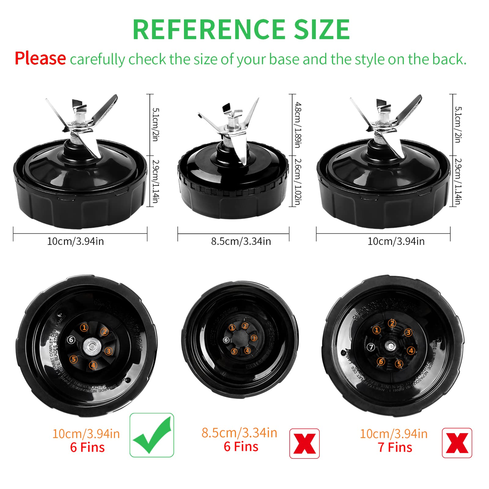 for Ninja Blender Blade Replacement,Blade 6 Fins for Nutri Ninja Extractor Bottom Blade Auto iQ BL450-70 BL451-70 BL454-70 BL481-70 BL482-70 (6 FINS 4 INCH)