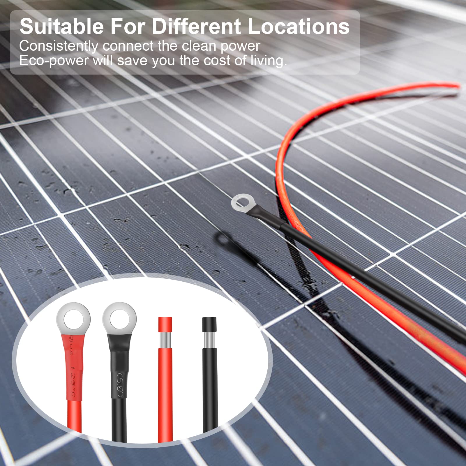 Geosiry 10 Gauge Battery Cable, 10 Gauge Wire Connect Battery and Charge Controller for Solar Panel Automotive RV Motorcycle Marine (10AWG 8FT)
