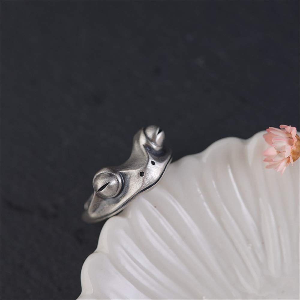 gootrades 2pcs Retro Frog Rings,Unisex Alloy Frog Open Adjustable Couples Rings,Animal Engagement Ring Finger Ring (2pcs Silver)