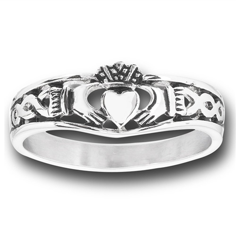 Filigree Infinity Celtic Claddagh Heart Ring New Stainless Steel Band Size 10