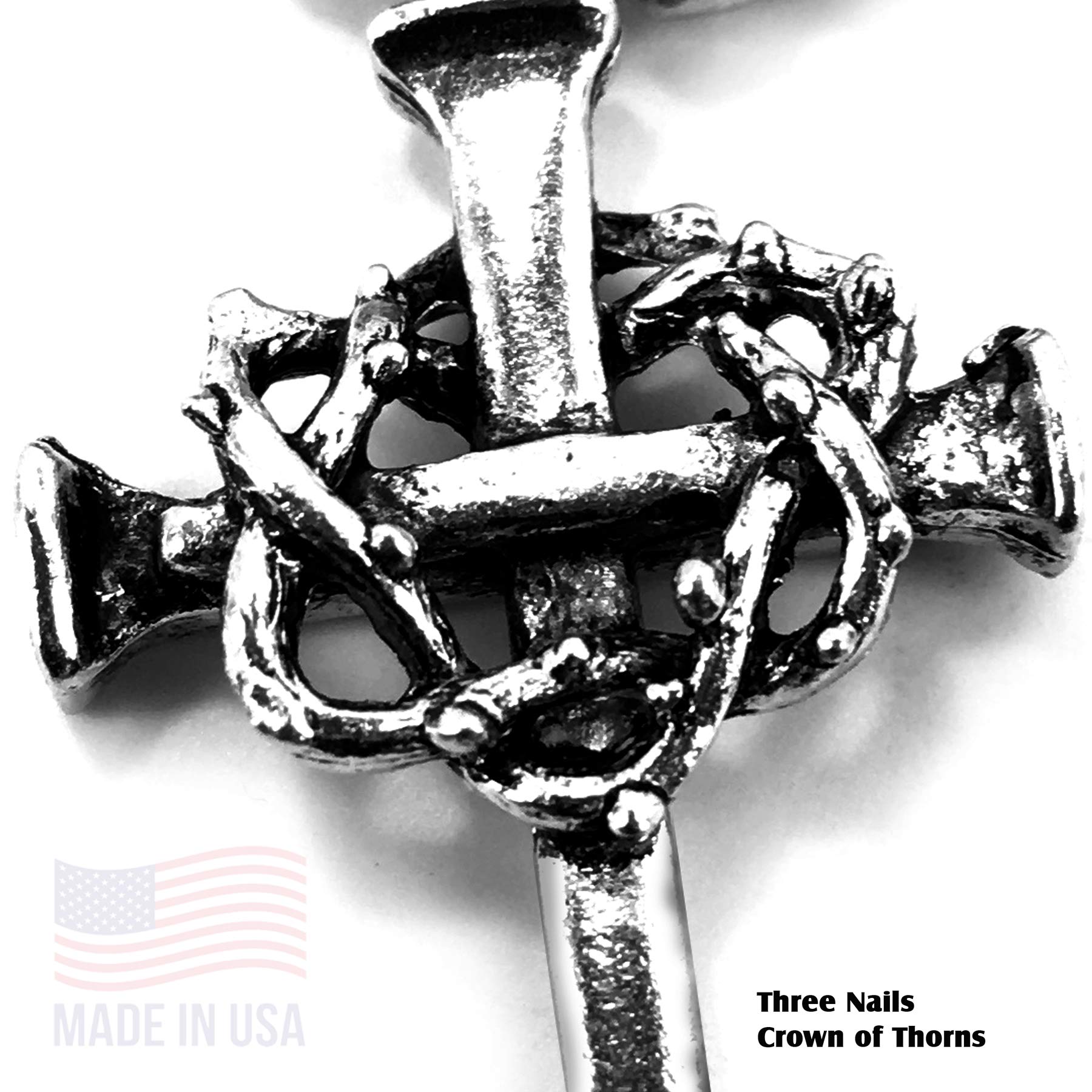 FORGIVEN JEWELRY Nail Cross Crown of Thorns Necklace on Ball Chain