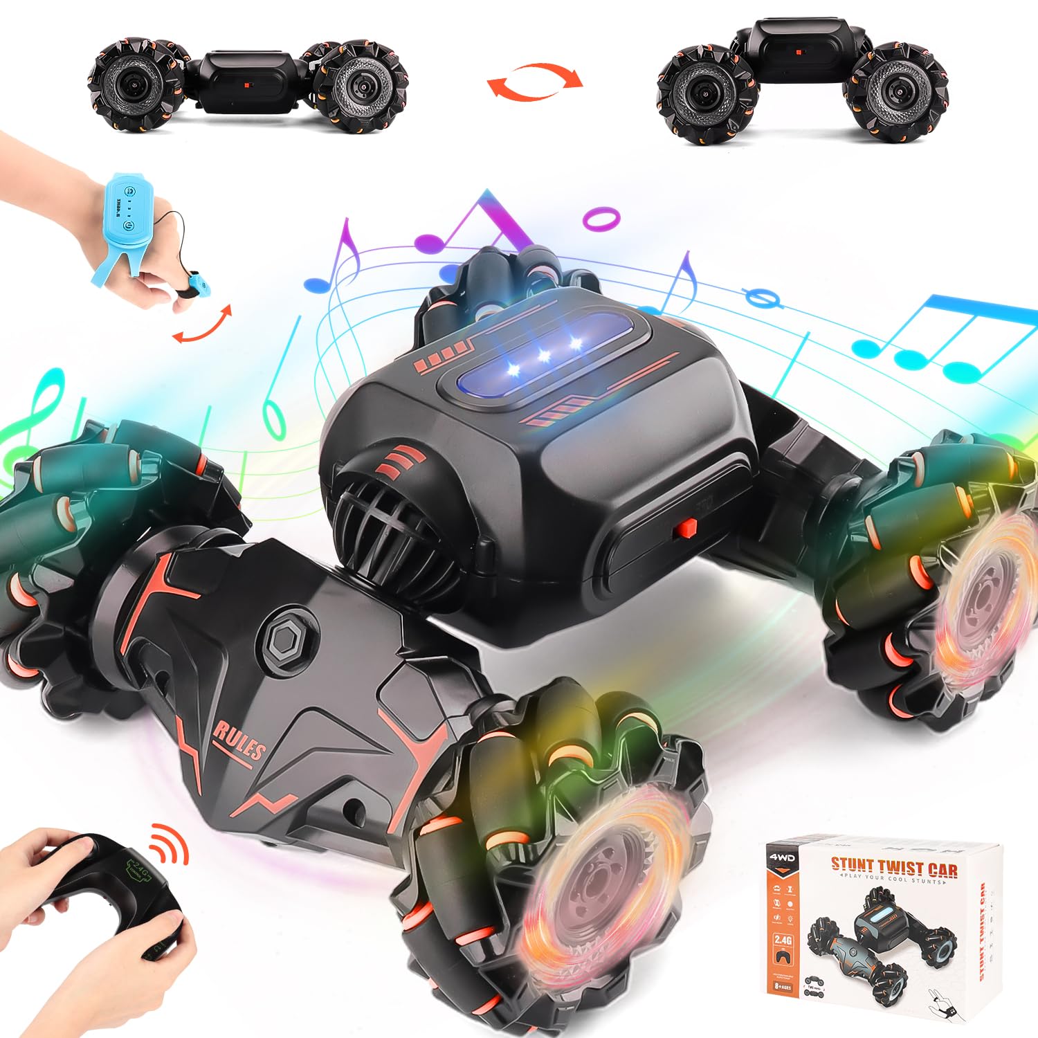 FUUY RC Drift Car Hot Wheels Smart Hand Controll RC Car Double-Sided Driving RC Drift Trunk Twist Remote Control Car for Teen Boys Idea