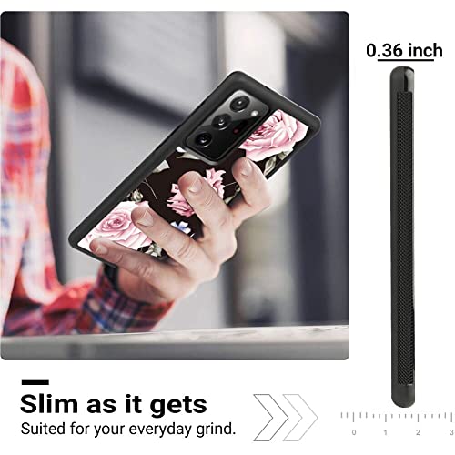 for Samsung Galaxy Note 20 Ultra 5G Phone Case with Pink and Purple Flowers Slim Light not Heavy Tire Tread Texture PC+TPU Case