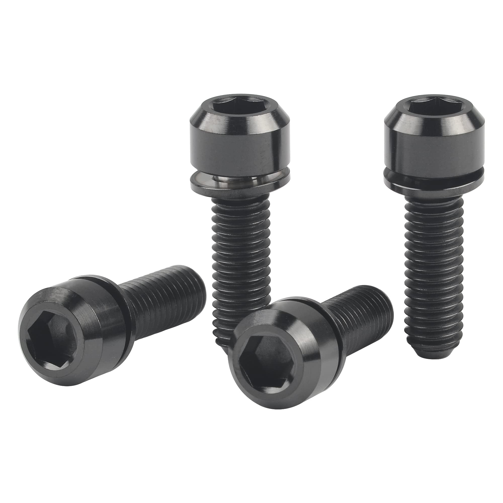 Wanyifa Titanium M6 16 18 20 35mm Allen Hex Bolts with Washers Screw for Bicycle Crank Brakes Pack of 4 (M6X20mm, Black)