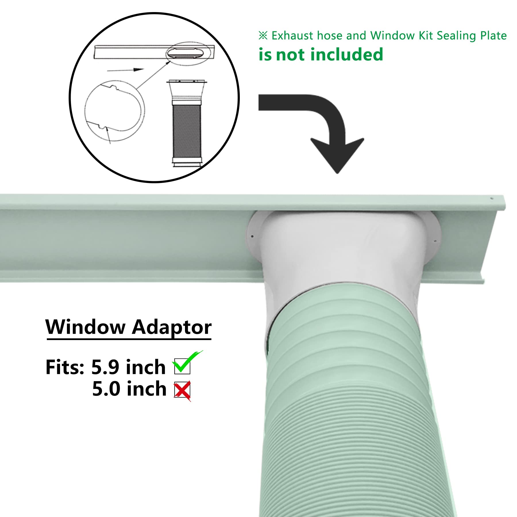 Forestchill 5.9 inch Portable Air Conditioner Window Kit Adapter, Mobile Air Conditioning Exhaust Hose Connector