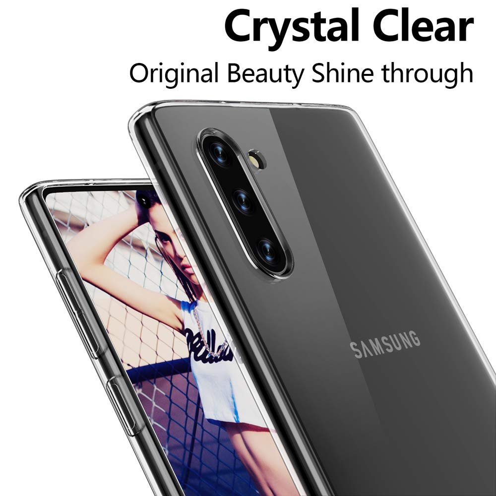 for Galaxy Note 10 Clear Case,Slim Thin Soft Skin Silicone Flexible TPU Rubber Gel Lightweight Shockproof Anti-Scratch Protective Cases Cover for Samsung Galaxy Note 10,Crystal Clear