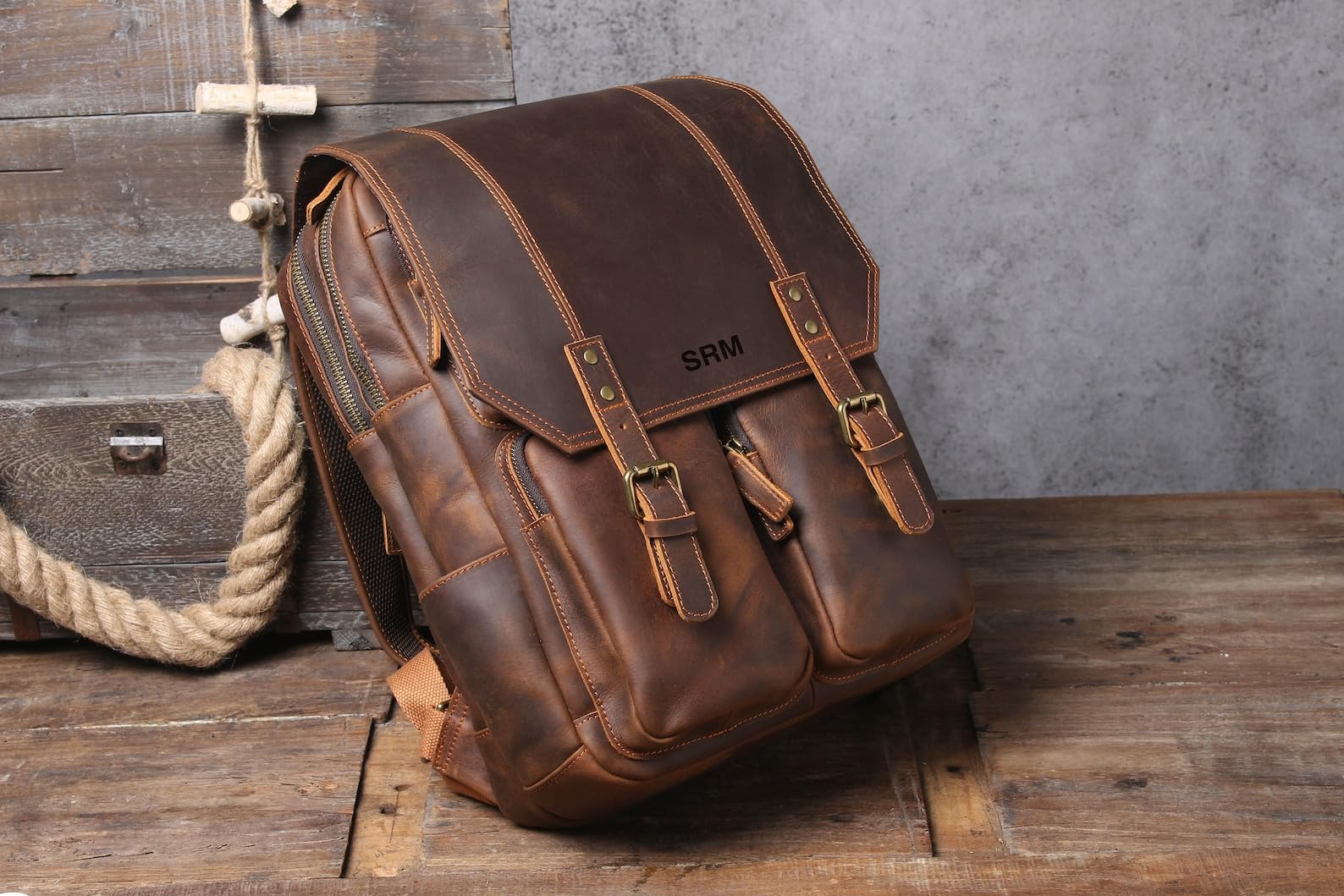 Full Grain Vintage Leather Backpack, Laptop Bag, Large Capacity Business Travel, Hiking Shoulder Daypacks, office bagpack, handmade backpack gift for man and women