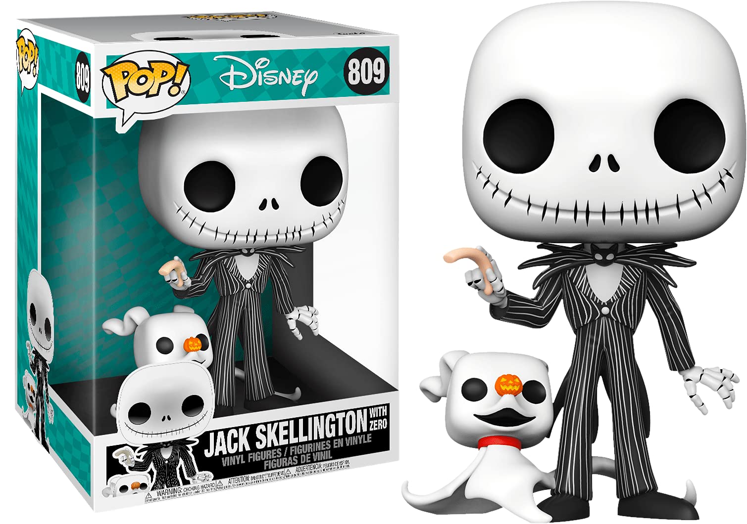 Funko Pop! Disney: The Nightmare Before Christmas - 10 Inch Jack Skellington with Zero