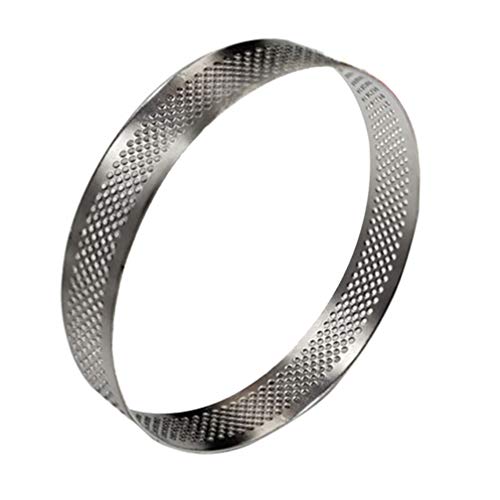 GARNECK Stainless Steel Tart Ring Cake Mousse Ring Round Cake Molds Cake Rings Perforated Cutter Round for Home Kitchen Bakeware 15CM