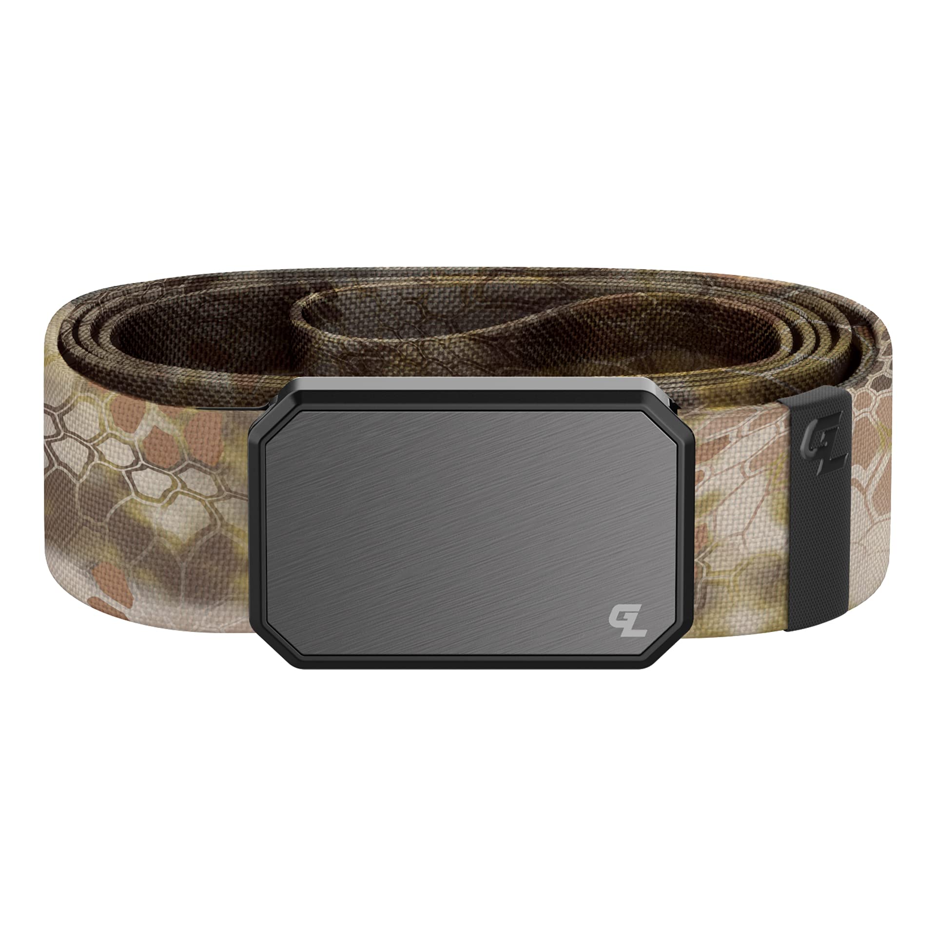 Groove Life Kryptek Groove Belt Gun Metal/Highlander - Men's Stretch Nylon Belt with Magnetic Aluminum Buckle, Lifetime Coverage - Medium