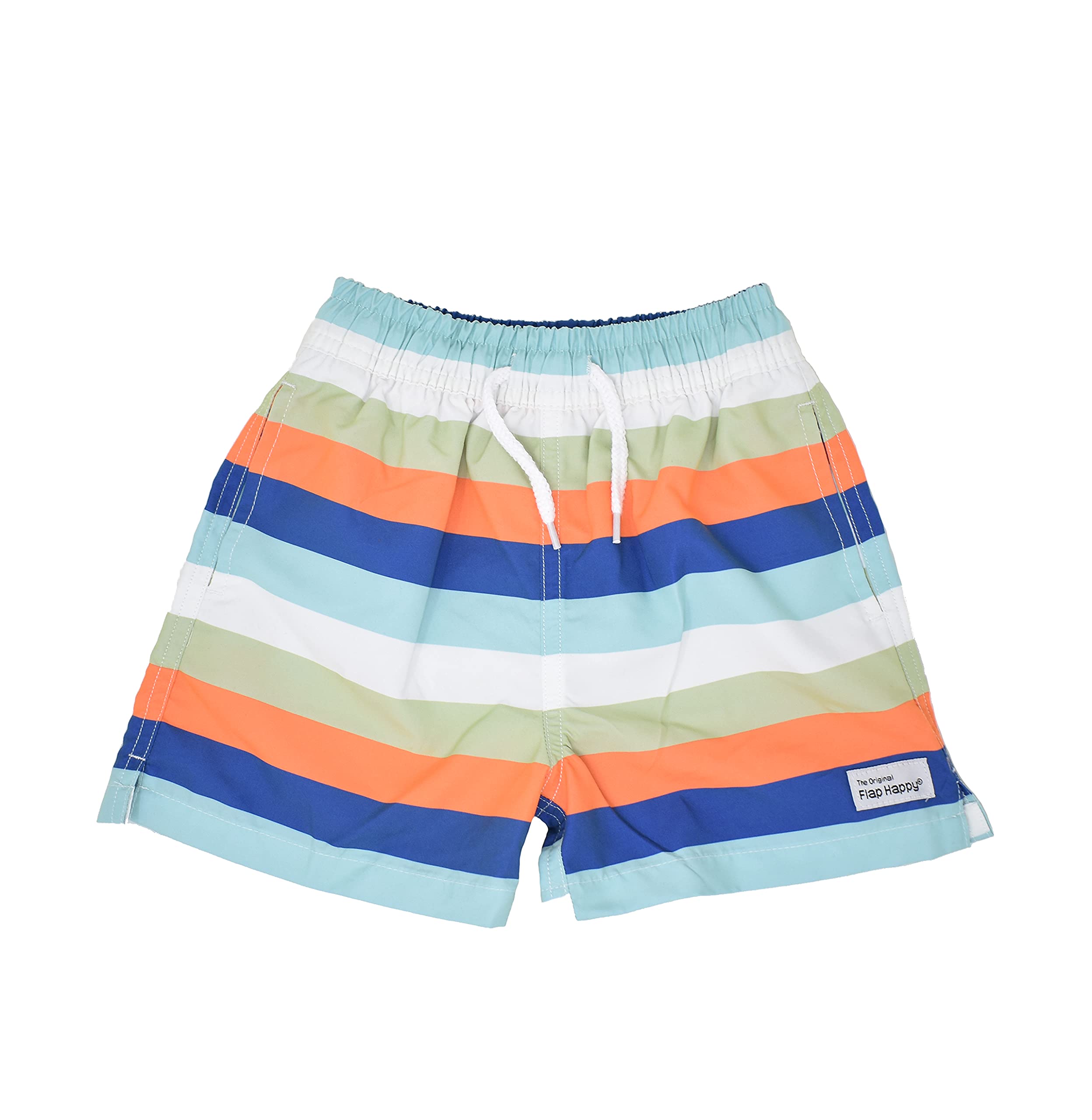 Flap Happy Baby Boy's UPF 50+ Wesley Swim Trunks with Mesh Liner, Venice Stripe, 8