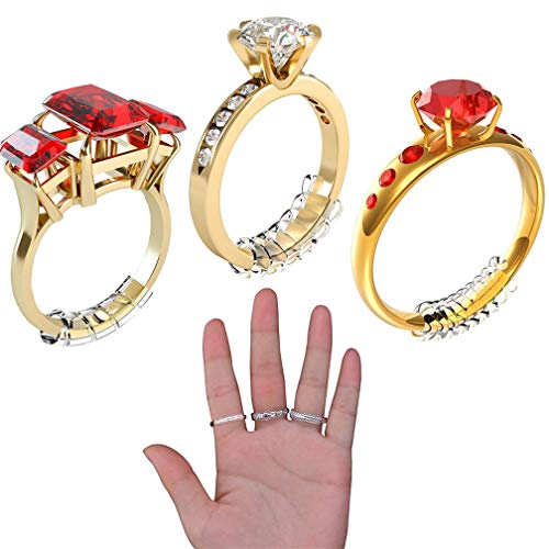 FuXing Ring Size Adjuster for Loose Rings Invisible Transparent Silicone Guard Jewelry Tightener Resizer 6 Sizes Fit Almost Any Rings 6 Pack