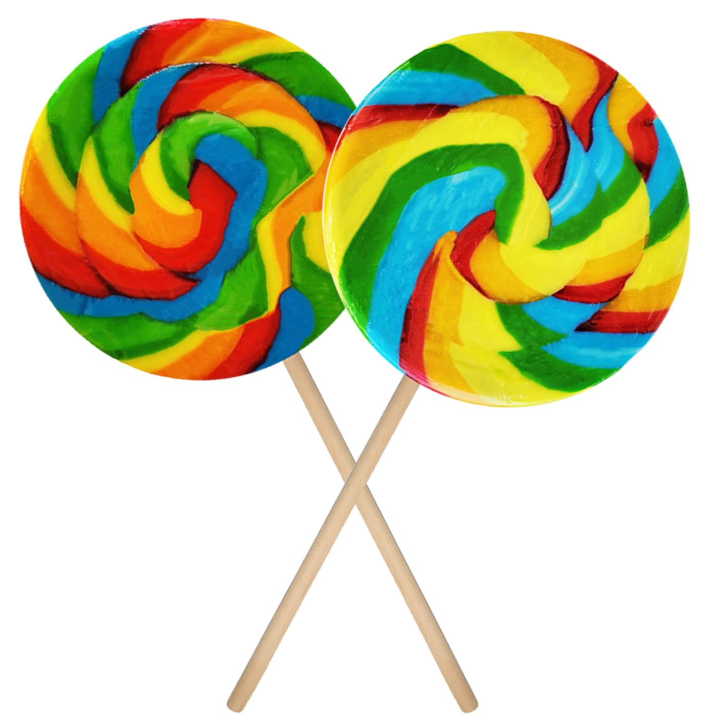 Fruidles Jumbo Rainbow Twists and Swirls Lollipop Mix, Mixed Fruit Flavor, Individually Wrapped, 10" & 8.5" Inch Suckers (110 Grams Per Suckers (6-Pack)