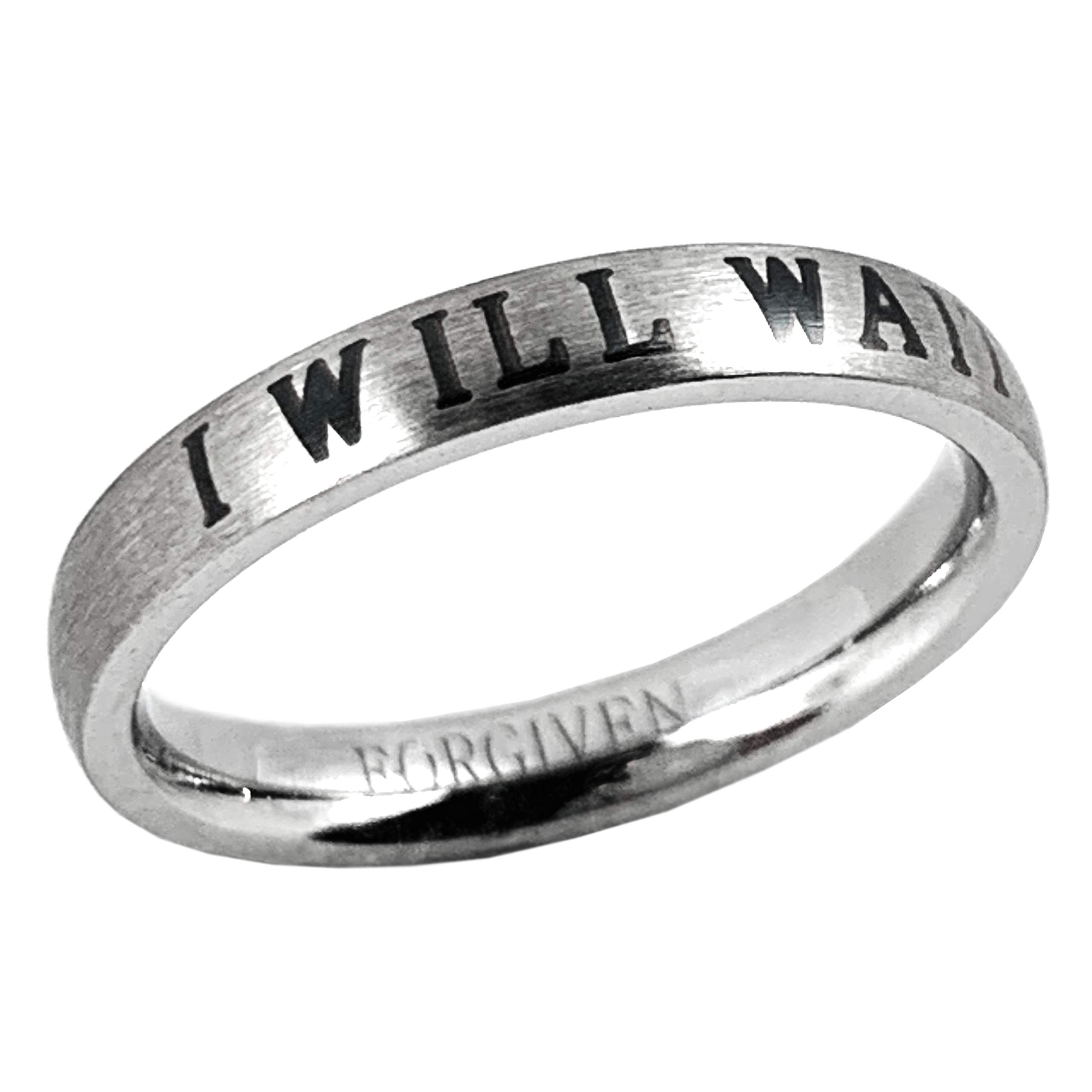 FORGIVEN JEWELRY RSWA I WILL WAIT Stackable Purity Thin Band Stainless Steel Ring-Christian Jewelry