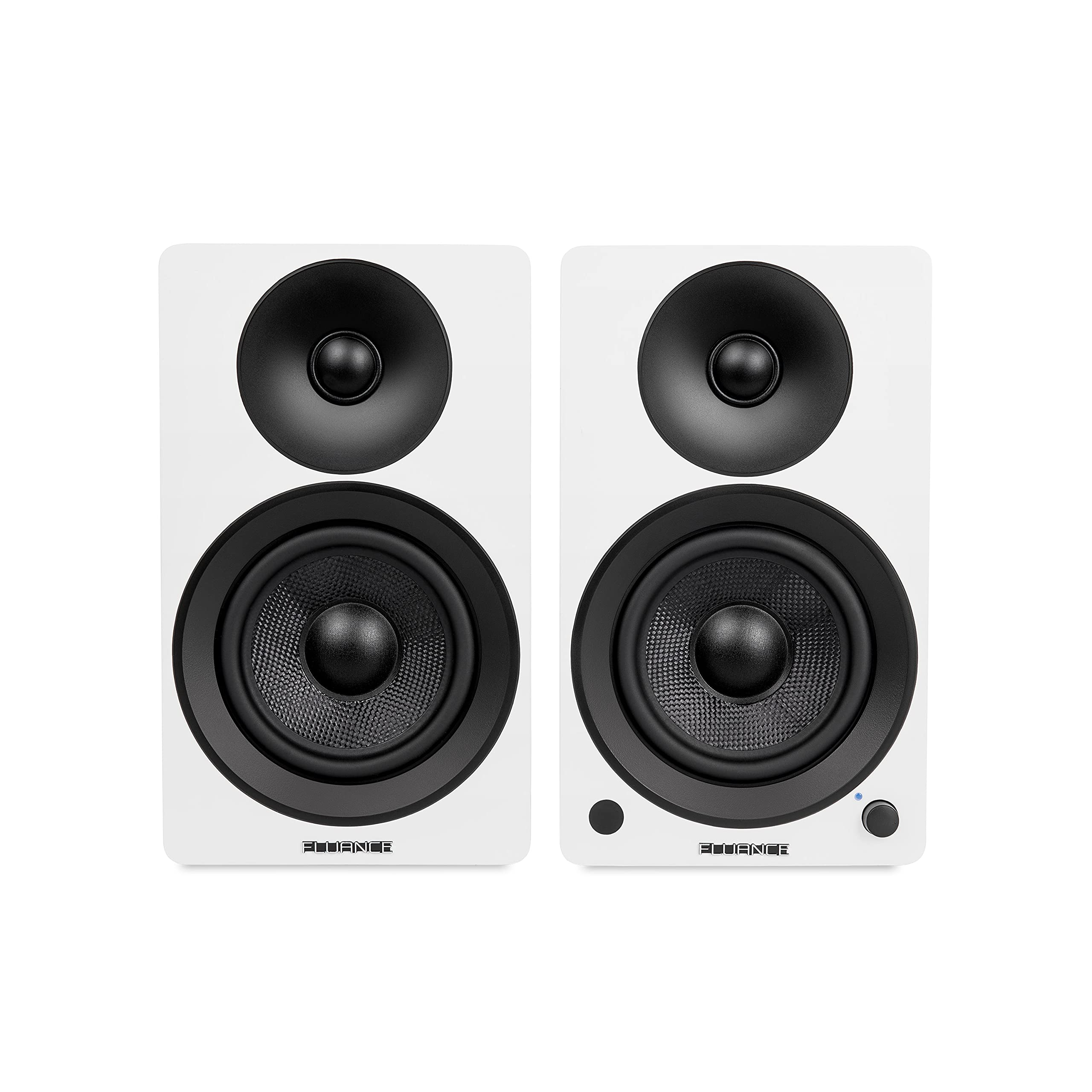 Fluance RT81 Elite High Fidelity Vinyl Turntable (White) with Ai41 Powered 5" Stereo Bookshelf Speakers (Lucky Bamboo), Diamond Stylus, Belt Drive, Built-in Preamp, 90W Class D Amplifier, Bluetooth