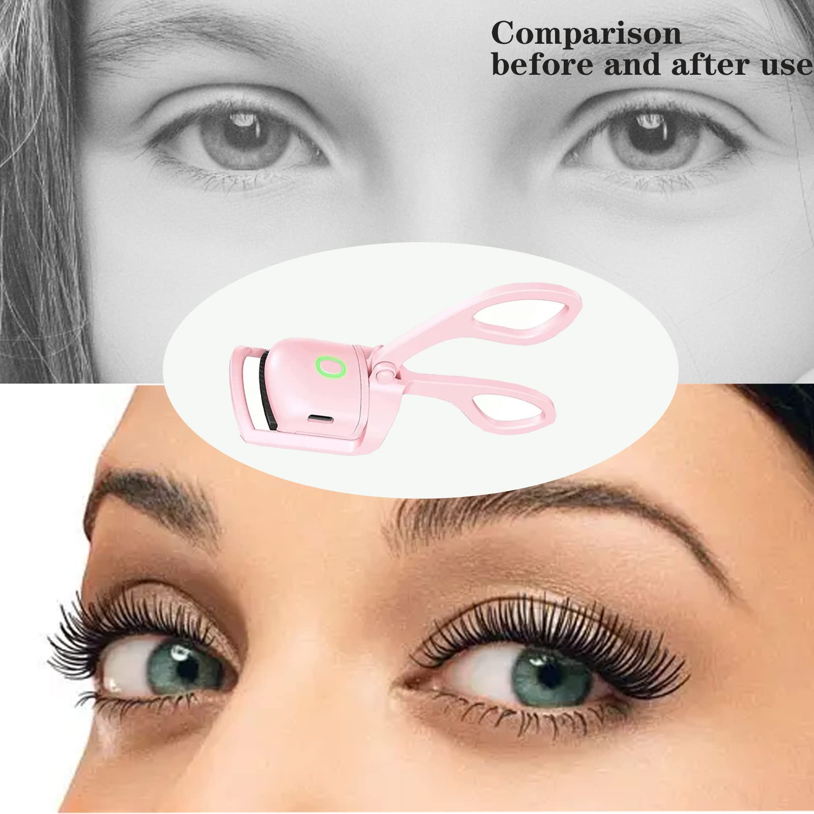 MMSBOG Heated Eyelash Curler, Electric Eyelash curlers 2 Heating Modes USB Rechargeable, Curling Eye Lashes Long Lasting,Ideal Gift for Women (Pink)