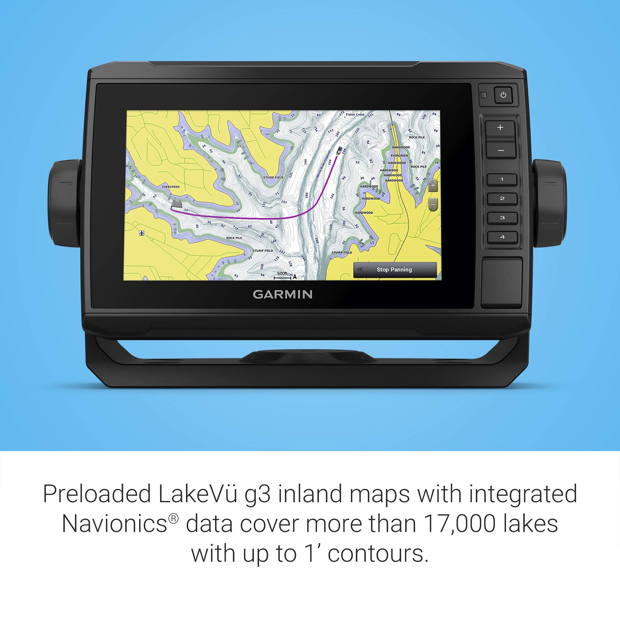 Garmin ECHOMAP UHD 73cv, 7" Keyed-Assist Chartplotter with U.S. LakeVü g3 and GT24UHD-TM transducer (Renewed)