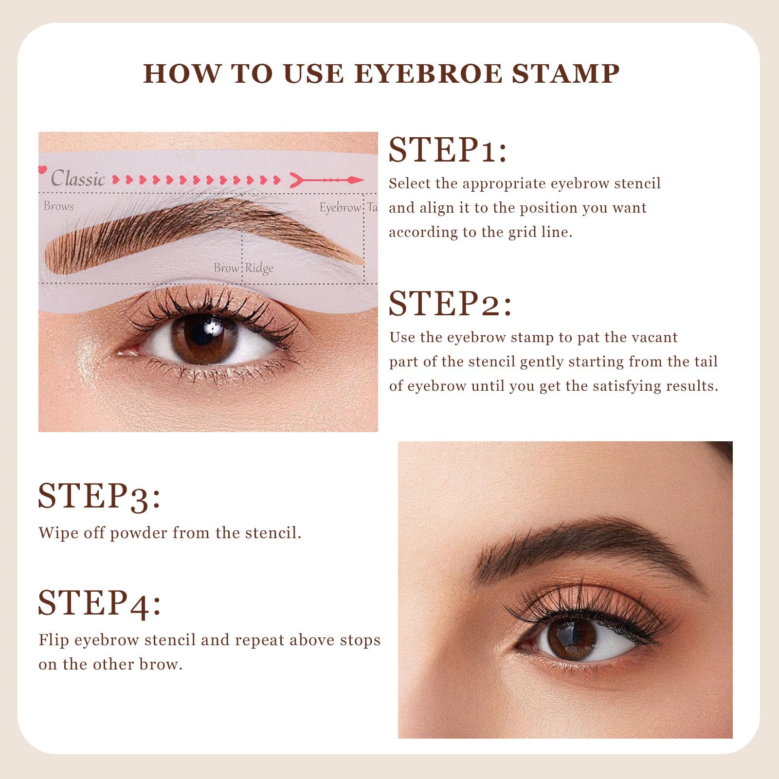 G G Colors Eyebrow Stamp Stencil Kit - Eye Brow Stamping Kit, One Step Brow Trio Stamp Kit, Eyebrow Powder with 10 Reusable Eyebrow Stencils Kit