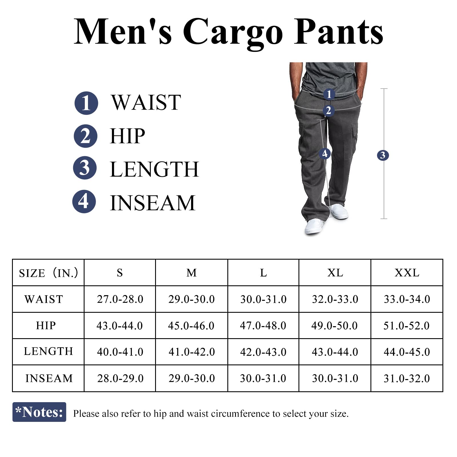GANSANRO Men's Fleece Cargo Sweatpants Drawstring Loose Fit Sweatpants for Men with Pockets Dark Grey