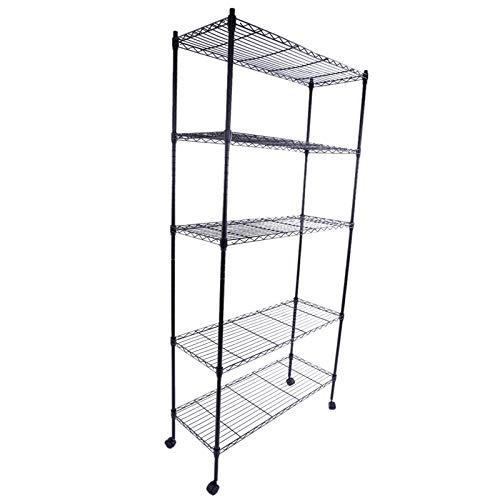 GAJUST 35.43" L×13.78" W×65" H Wire Shelving Unit Storage Cart Metal Shelf Rolling Utility Cart 176Lbs Capacity with 5 Tier Casters Adjustable,Black