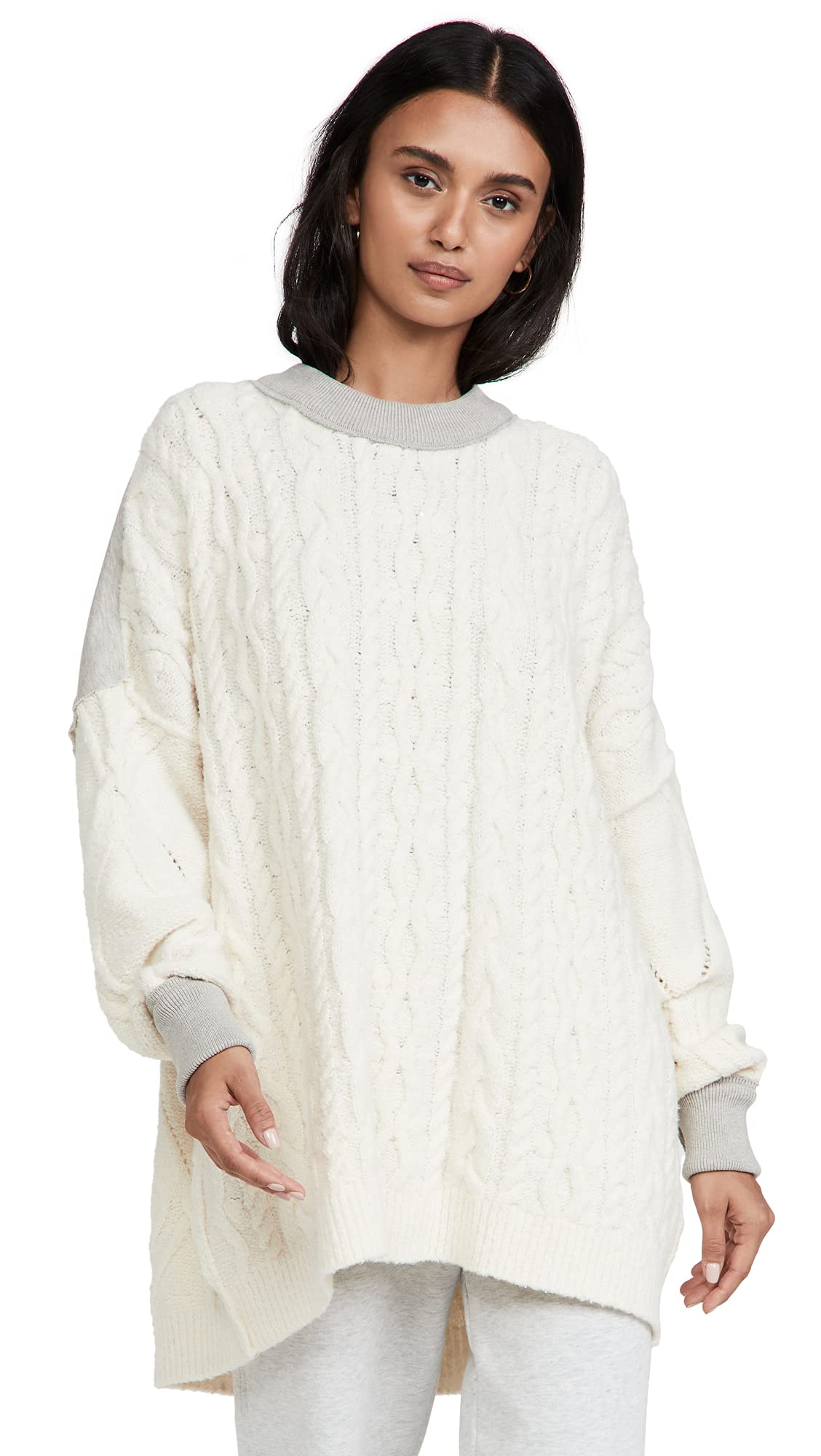 Free People Women's Olympia Tunic, Ivory Combo, White, XS