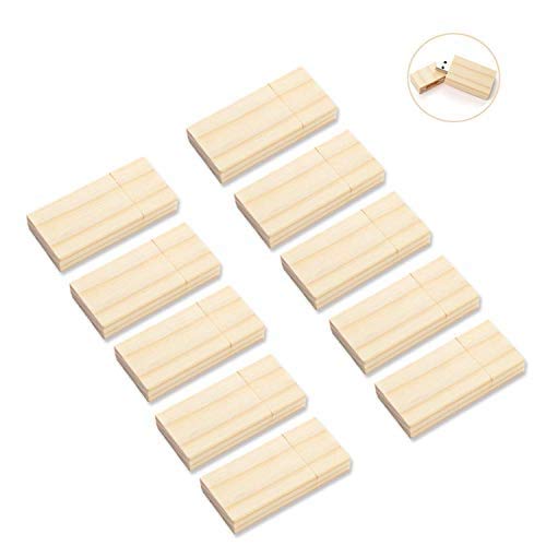 Flash Drive, wellsenn USB Flash Drive 8 GB X 10pack Bulk Memory Stick Jump Drive External Drives USB Stick USB Storage Portable Wooden Thumb Drive Pen Drive Pack (8GB-W10PACK)