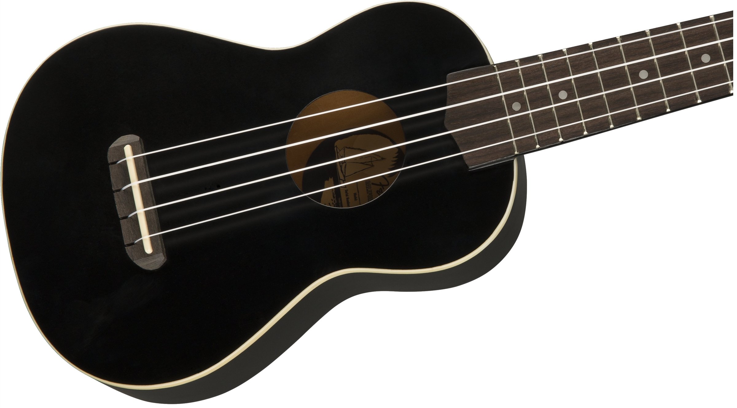 Fender Venice Soprano Ukulele - Black Bundle with Gig Bag, Tuner, and Austin Bazaar Instructional DVD