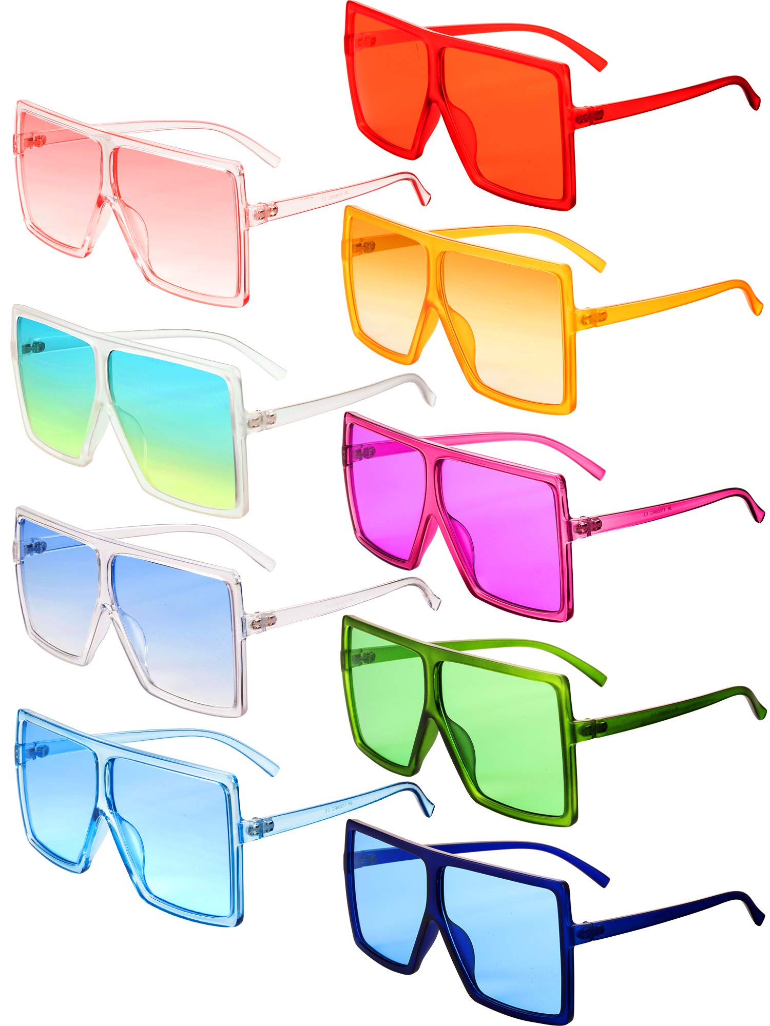 Frienda 9 Pairs Oversized Square Sunglasses Flat Top Big Shades Sunglasses for Women