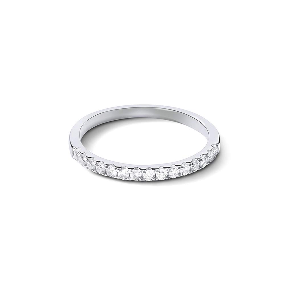 Gemorie Women's Moissanite Pavé Stackable Channel Set Wedding Anniversary Engaement Band in Hypoallergenic Sterling Silver (6)