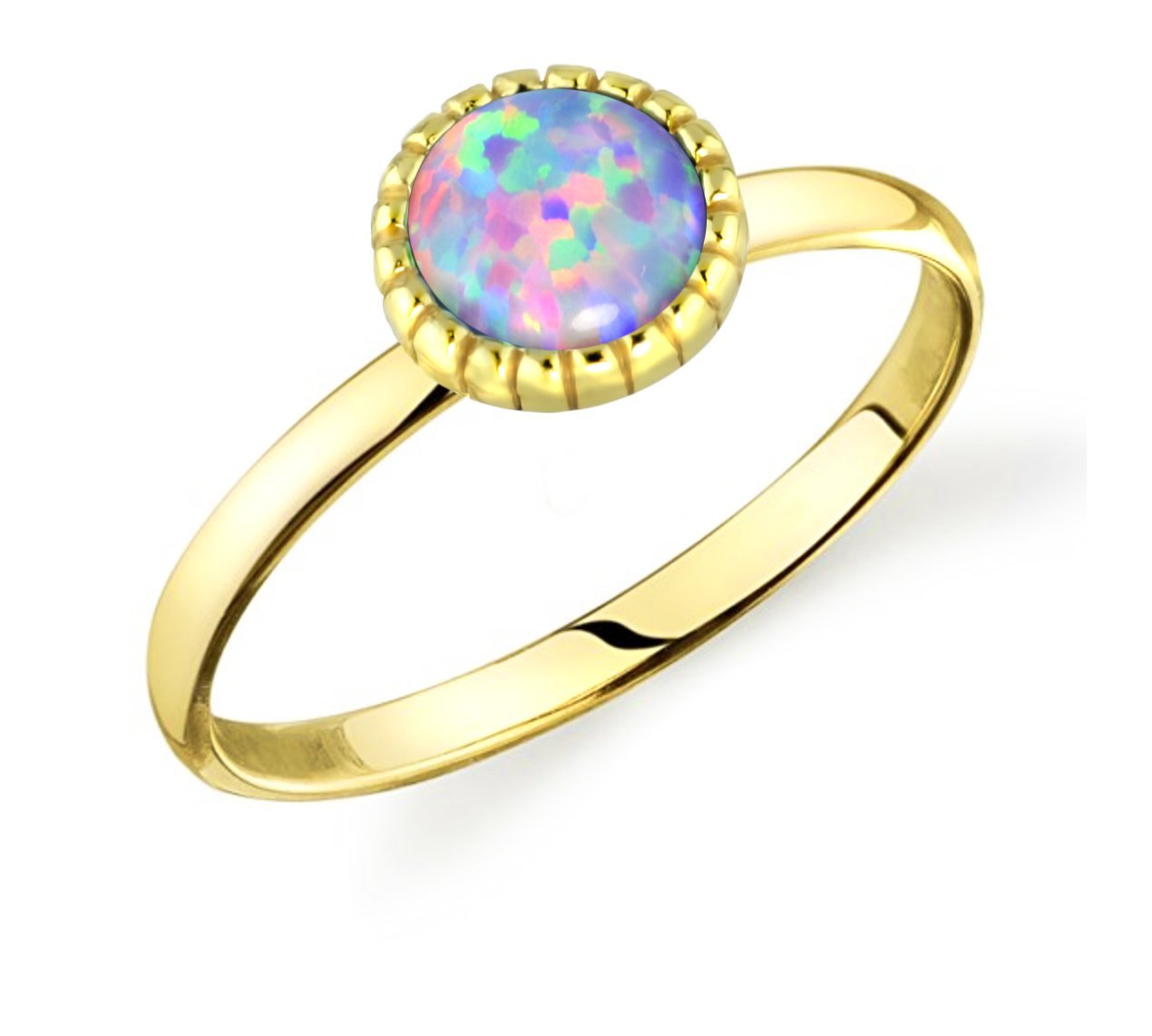 Forbidden Body Jewelry 14k Gold Plated Sterling Silver Synthetic Opal Knuckle Ring, Lavender Fields