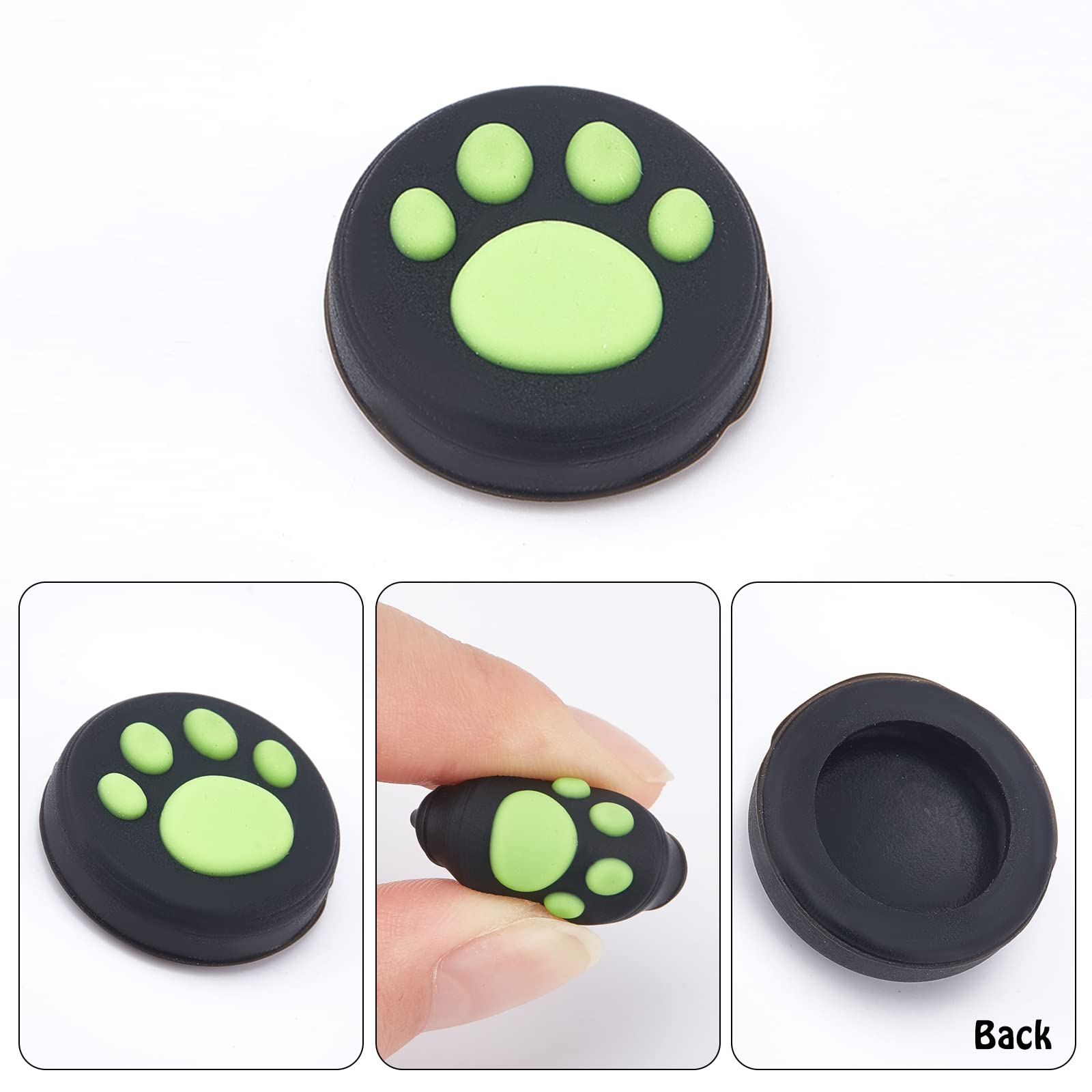 GORGECRAFT 10 Colors 40PCS Replacement Silicone Cat Paw Thumb Grip Caps Analog Stick Cover Joystick Cap Luminous Cover Compatible with All Switch, Switch Lite, Joy-Con Controller