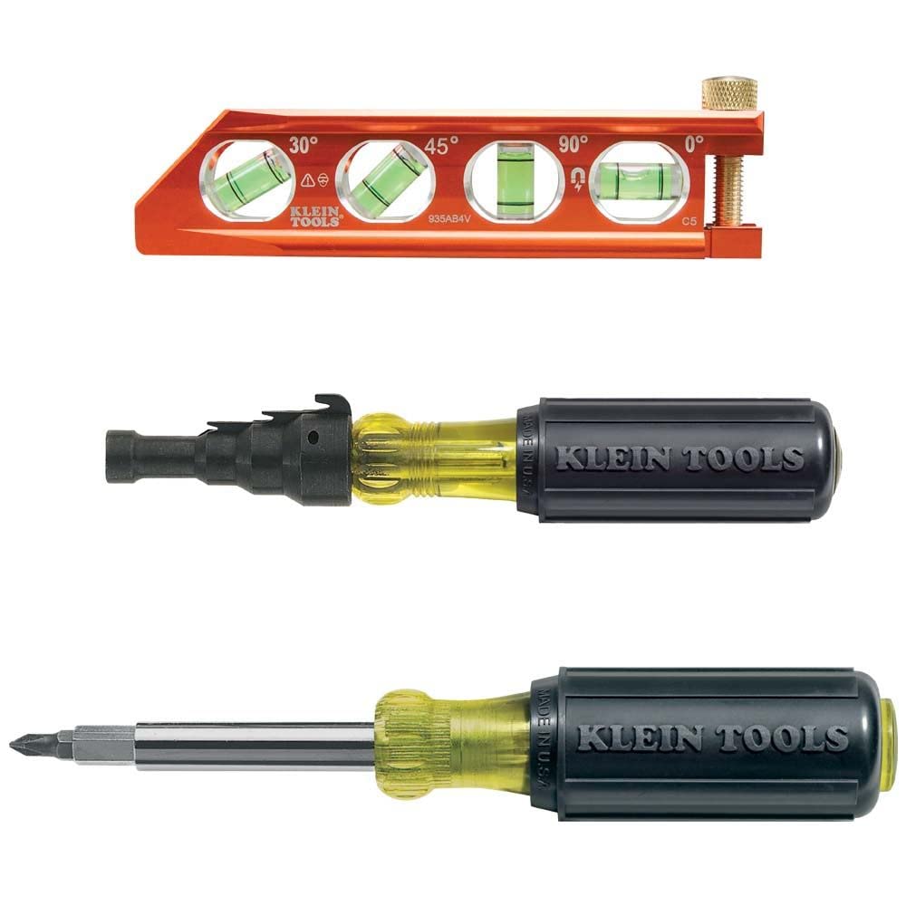 Klein Tools 80073 Reaming Driver Kit with Conduit Reamer & 935AB1V Level, 2.5-Inch Conduit Bending Level, 1 Vial, ACCU-BEND Level Eliminates Dog-Legs in Offsets and Saddle Bends