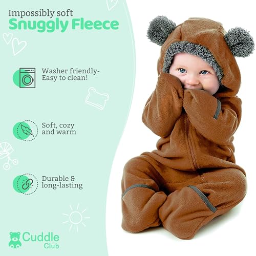 Fleece Baby Bunting Bodysuit β Infant One Piece Kids Hooded Romper Outerwear Toddler Jacket