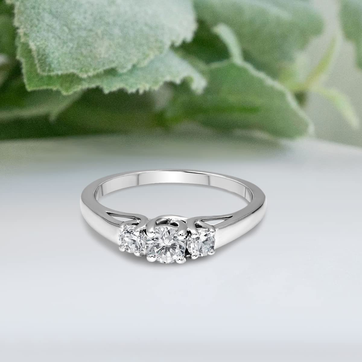 FRIENDLY DIAMONDS IGI Certified 1/2 Ct Diamond Ring Lab Grown 925 Sterling Silver Three Stone Diamond Ring GH-SI1 Quality Engagement Diamond Ring