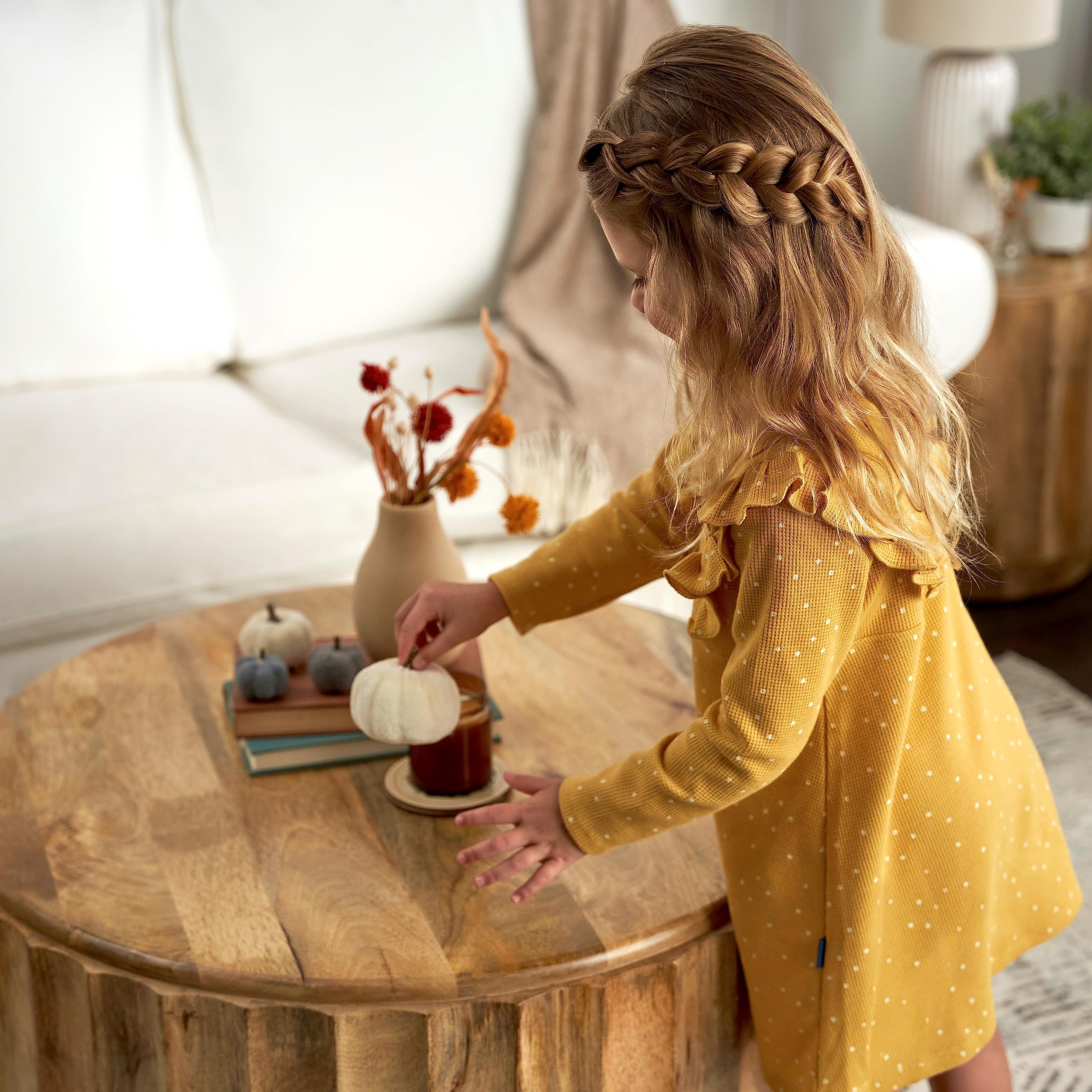 Gerber Baby Girls' Toddler Long Sleeve Dress with Ruffle Detail, Yellow Dots, 18 Months