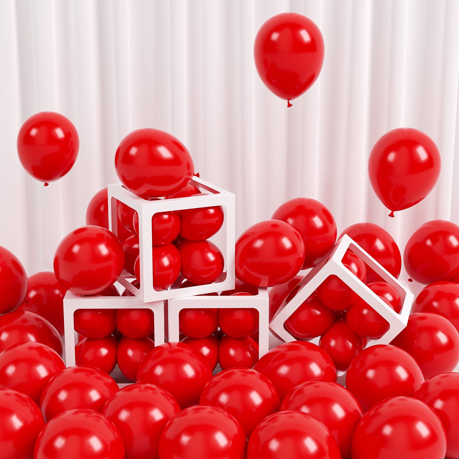 FOTIOMRG 120pcs 5 inch Red Balloons, Small Red Latex Party Balloons Helium Quality for Birthday Graduation Baby Shower Valentines Christmas Wedding Party Decorations (with Red Ribbon)