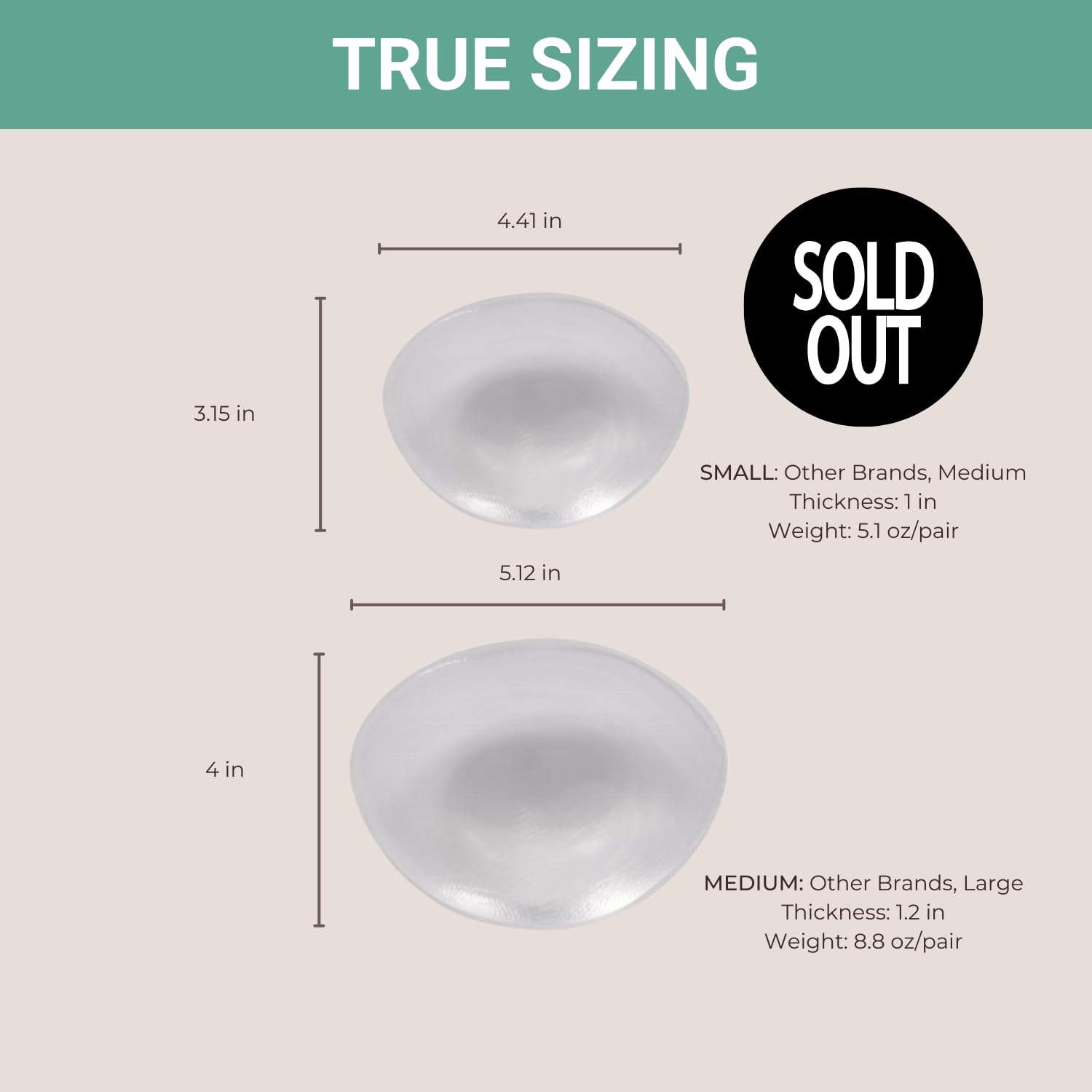 Framed Mint Silicone Bra Inserts - Push Up and Add Fullness Stay in Place Adhesive Cleavage Boosting Breast Enhancing for Dress, Swim & Everyday Wear (Medium), Clear
