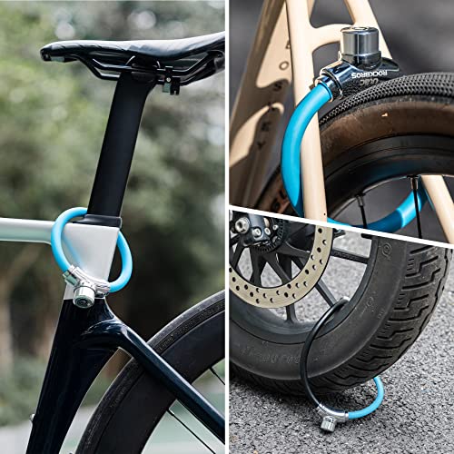 ROCKBROS Bike Cable Lock Portable Bicycle Lock Anti Theft Cable Lock for Bicycle Security Cycling Cable Lock with 2 Keys Road Mountain Bike Lock